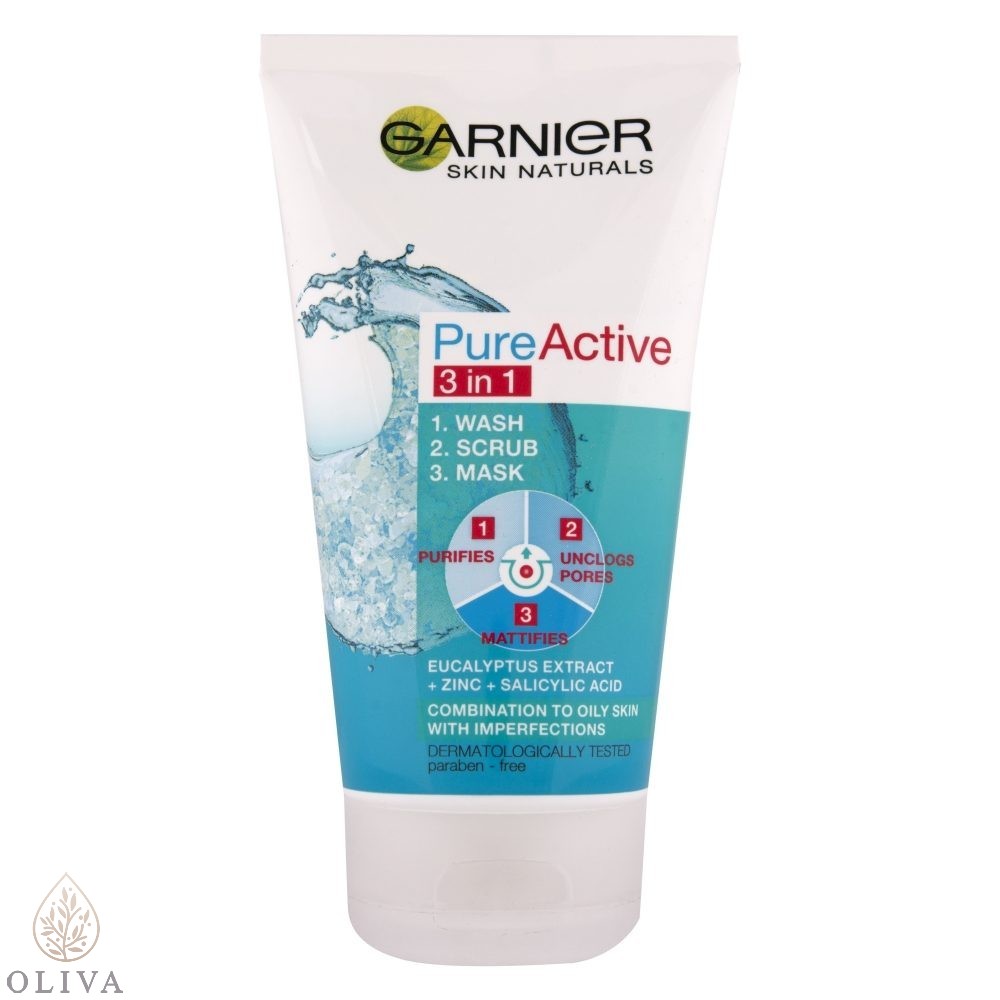 GARNIER SKIN NATURALS PURE ACTIVE 3U1 SREDSTVO ZA ČIŠĆENJE LICA PROTIV BUBULJICA 150 ML