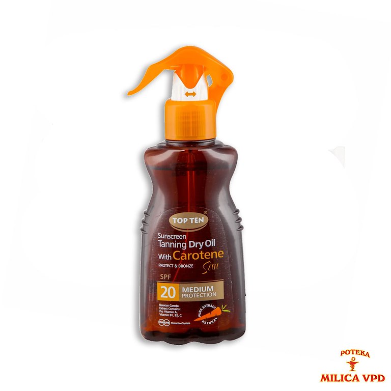 Top Ten Carotene Sun ulje za zaštitu od sunca sa pumpicom, SPF 20, 180ml