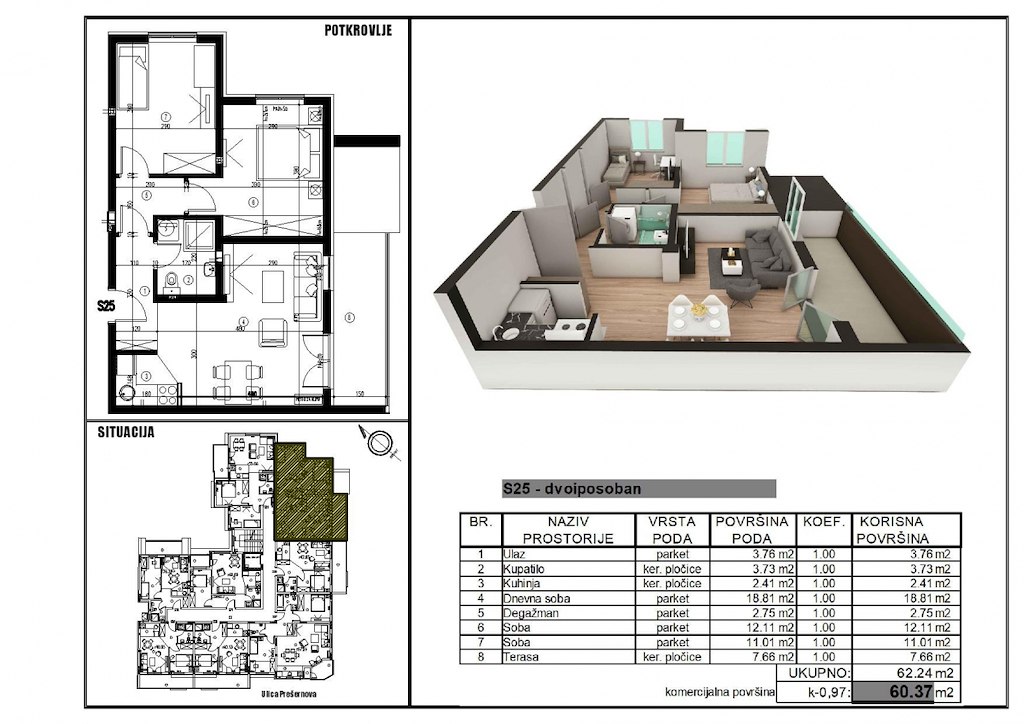 NOVI SAD - TELEP - 60. 61 m2