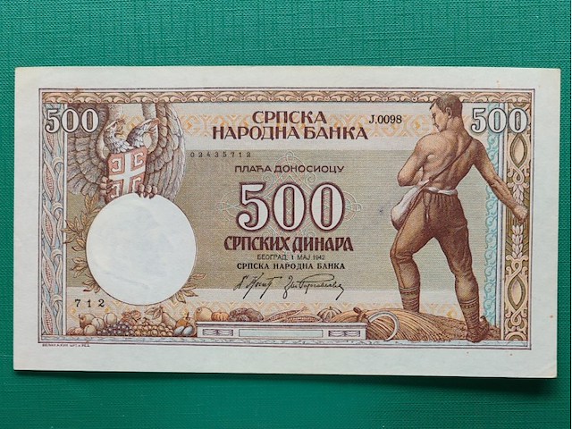 500 SRPSKIH DINARA 1942 aUNC