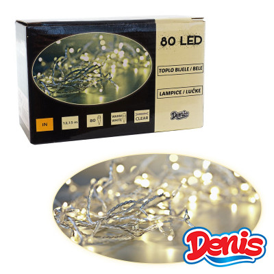 ***80 LED lanac na baterije t. beo