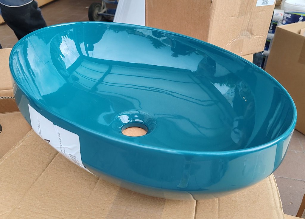 AXA Decus Oval lavabo Petrolio sjaj 50x35 cm