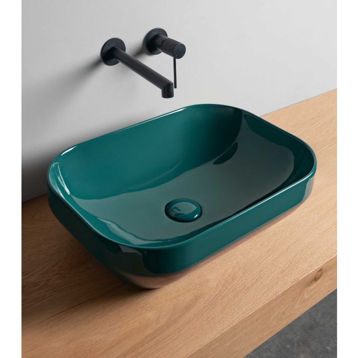 AXA Decus Square lavabo Petrolio sjaj 50x35 cm