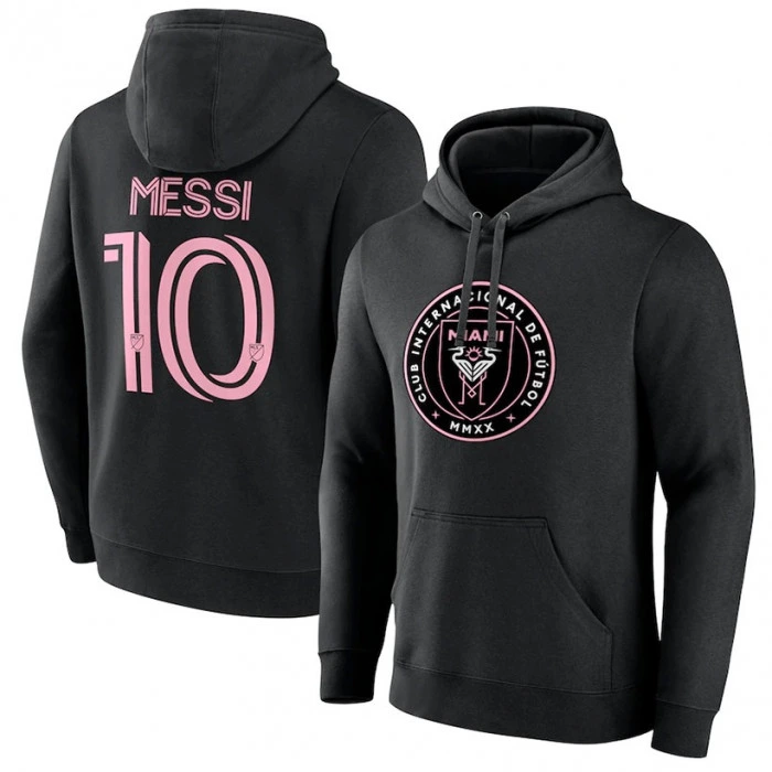 Lionel Messi Inter Miami CF Authentic Stack Black duks sa kapuljačom