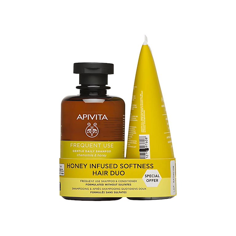 APIVITA PROMO FREQUENT USE Honey Infused Softness Nežni Šampon 250 mL i Regenerator 150 mL za Često Pranje Kose
