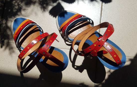 Fendi Strappy Multicolour kožne sandale, original