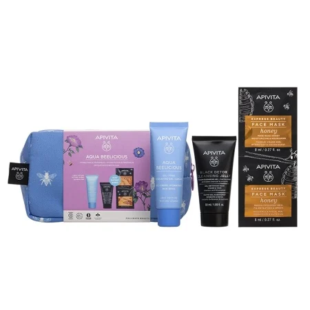 APIVITA Promo set Aqua Beelicious Oil Free Hidratantna gel krema 40ml + poklon Black detox gel 50ml + maska med 2x8ml