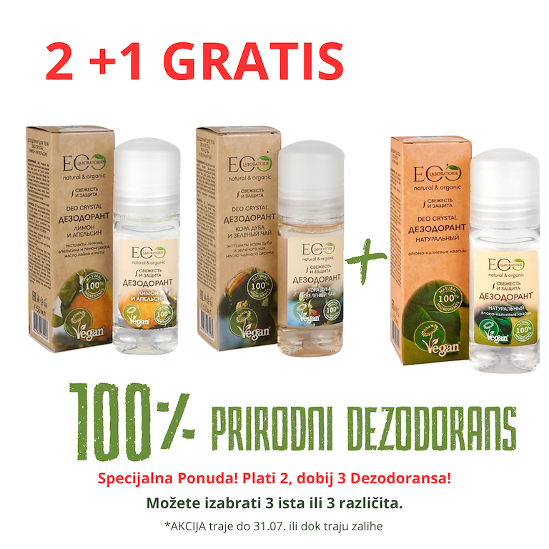 2 + 1 GRATIS 100% prirodni dezodorans 3 vrste