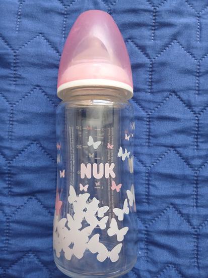 Nuk roze staklena flasica sa leptiricima, 240ml