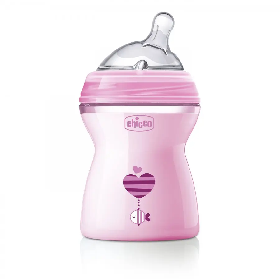 CHICCO flaša plastična nat feel 250ml roze 2m+ silikon