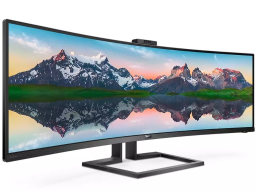 Monitor PHILIPS 499P9H/00 49"/VA,zakrivljen,32:9/5120x1440/70Hz/5ms GtG/HDMIx2,DP,USB,RJ45/kamera