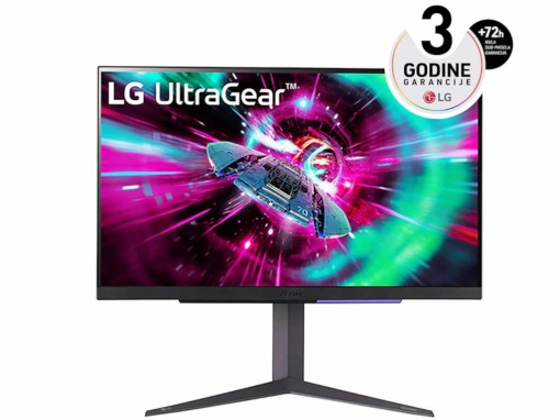 Monitor LG UltraGear 27GR93U-B 27"/IPS/3840x2160/144Hz/1ms GtG/HDMIx2,DP,USB/Gsync/visina/VESA/crna