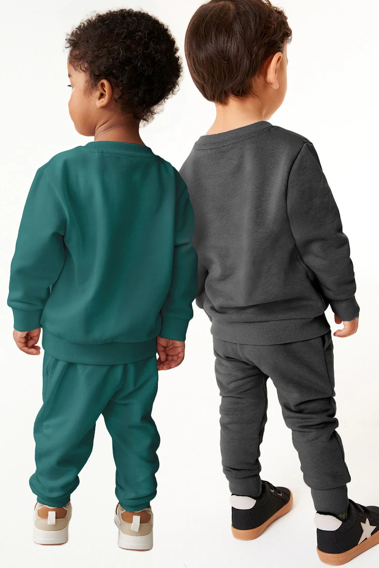 Charcoal Grey/Green 2 Pack Sweatshirt and Jogger Set (3mths-7yrs)