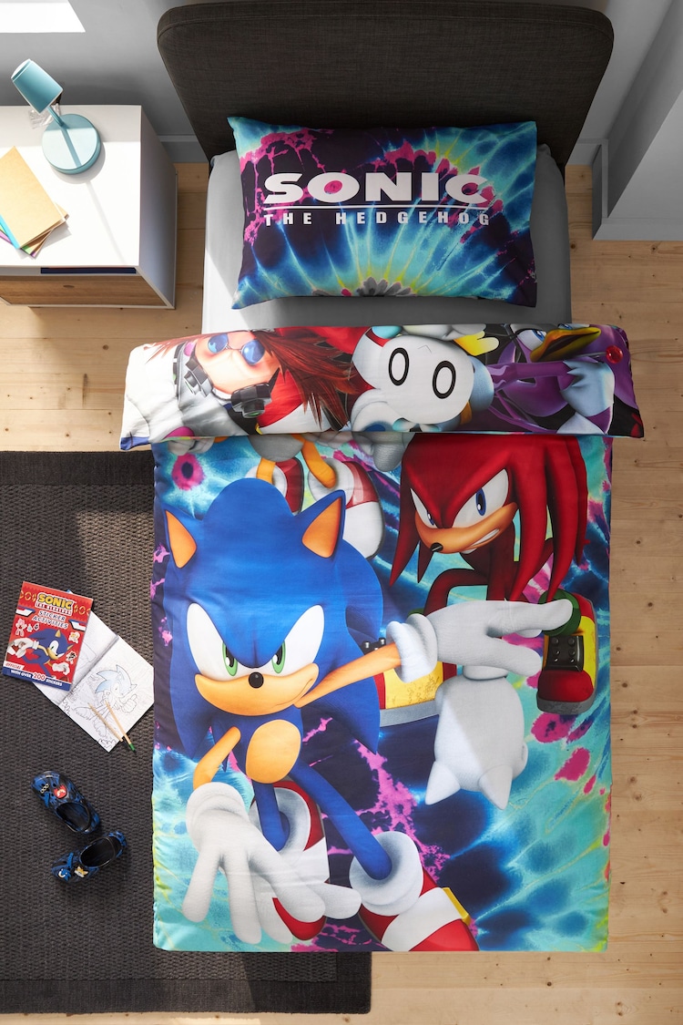 Multi Sonic the Hedgehog 100% Cotton Duvet Cover and Pillowcase Set