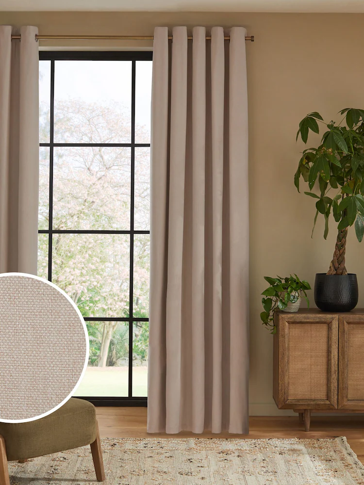 Natural Brushed Eyelet Blackout/Thermal Curtains