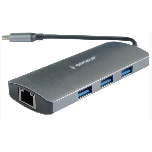 A-CMU3-LAN-05 ** Gembird TYPE C TO RJ45 gigabit + 3xUSB3.1 hub ALUMINIUM (alt. A-CMU3-LAN-01 1077)