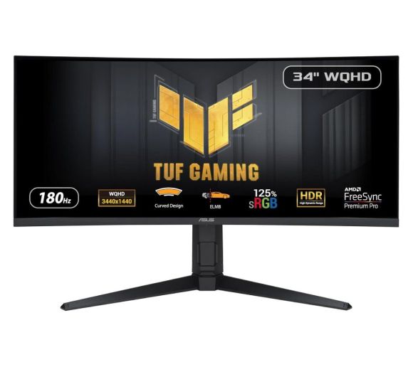 Asus - Monitor ASUS TUF VG34VQL3A 34"/VA,zakrivljen,21:9/3440x1440/180Hz/1ms GtG/HDMIx2,DPx2,USB/Gsync/crna