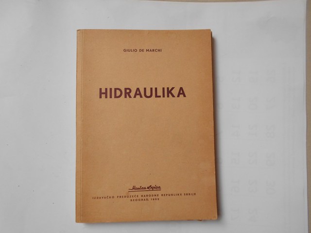Hidraulika, Đulio de Marki (Marchi) , naučna knjiga