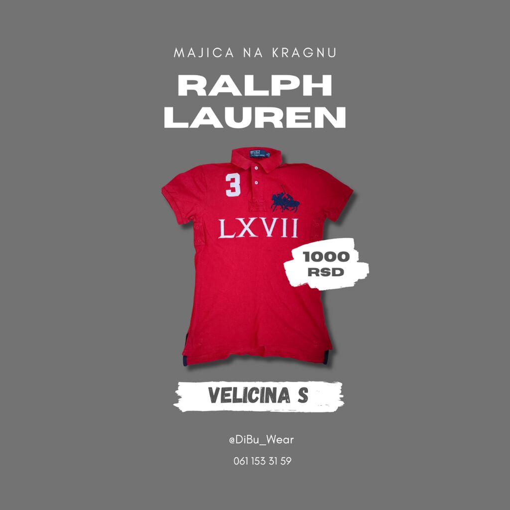 Men's T-shirt Ralph Lauren, S (EU 36), M (EU 38), bоја - Crvena