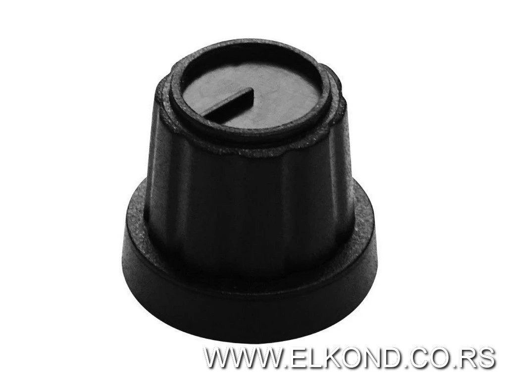 DUGME ZA POTENCIOMETAR R-20mm PLASTIČNO CRNO DP009