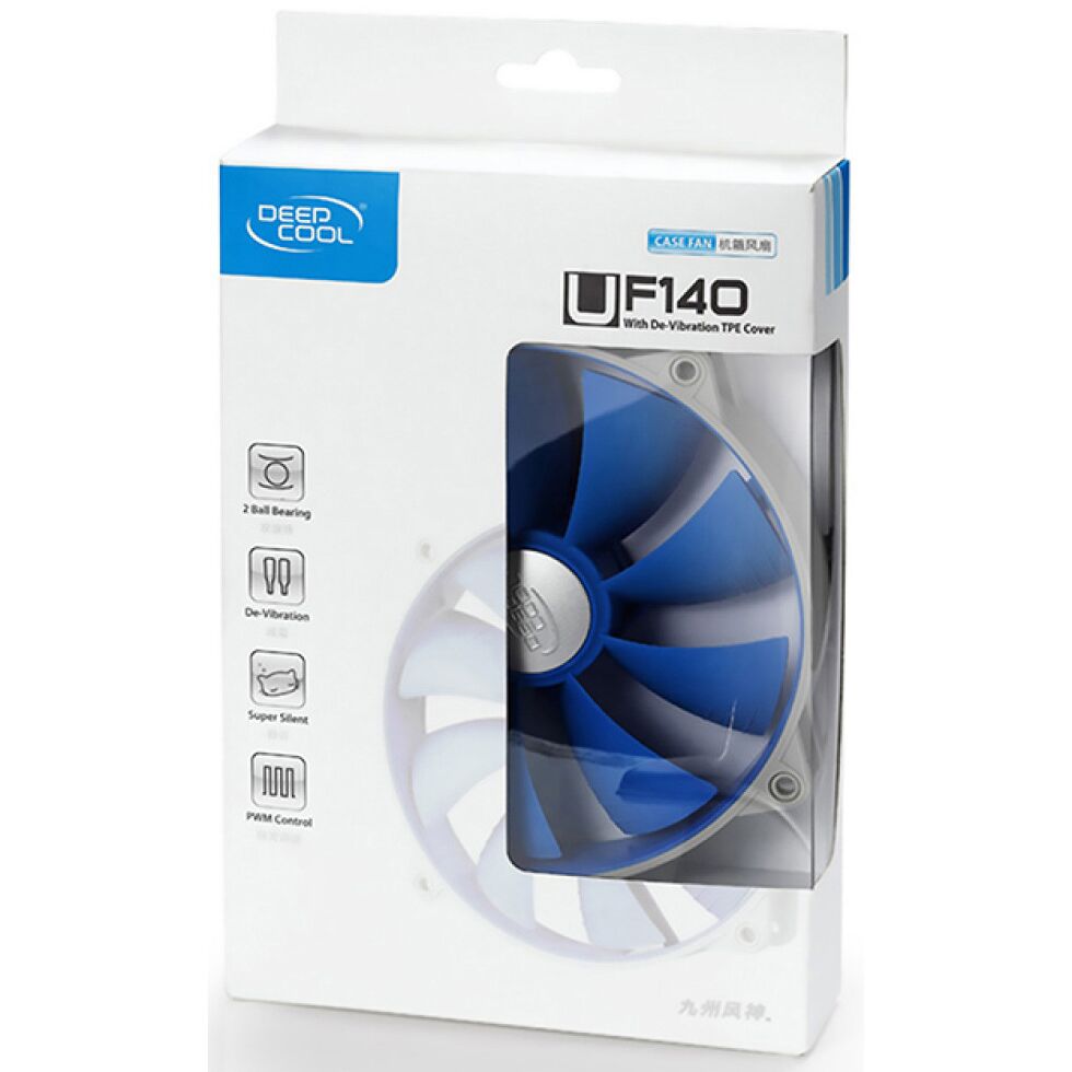 DeepCool * UF140 140x140x26mm ball bearing ventilator, 700-1200rpm, 17.6-26.7dBa, 72CFM