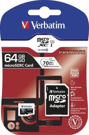 Verbatim MicroSD U1 64GB Adp (44084)