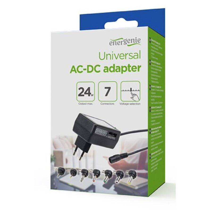 EG-MC-009 Gembird 24W Univerzalni AC-DC adapter 220V/24W na 3,4.5,5,6,7.5,9,12V 2A max