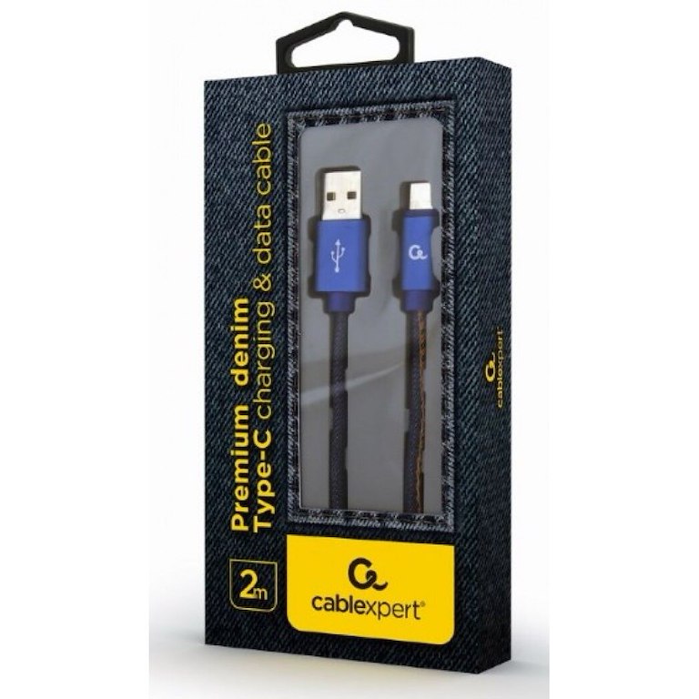 CC-USB2J-AMCM-2M-BL Gembird Premium jeans (denim) Type-C USB cable with metal connectors, 2 m, blue