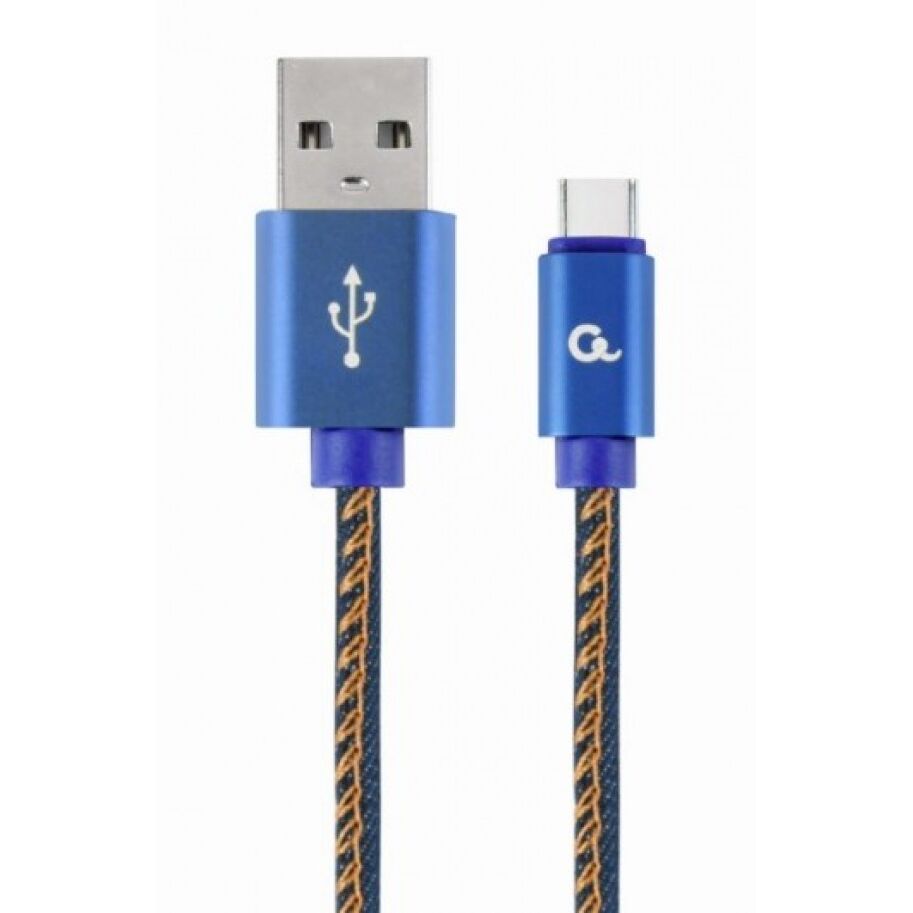 CC-USB2J-AMCM-1M-BL Gembird Premium jeans (denim) Type-C USB cable with metal connectors, 1m, blue