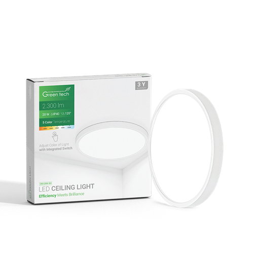 LED PLAFONJERA 20W GREENTECH CNX-20W-WH FI30 5CCT 3000-3500-4000-5000-6500K IP40