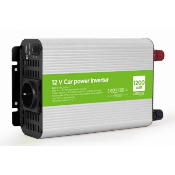 EG-PWC1200-01 Gembird 12V Auto inverter DC/AC 1200W+USB port