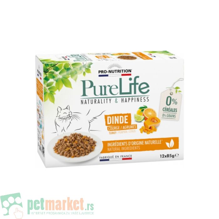 Pro Nutrition Pure Life: Kompletna hrana za mačke Turkey Multipac, Ćuretina 12x85 gr