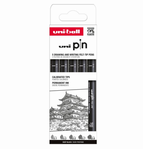 Uni-ball Pin Set PIN-200 5P ASP008 Black