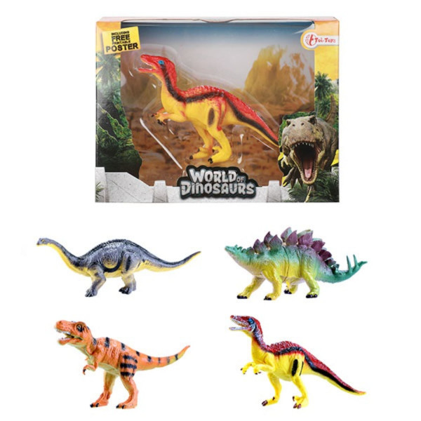 Dinosaurus figura + poster 4ass