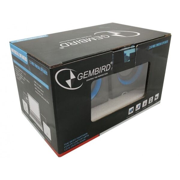 SPK-111 ** Gembird Stereo zvucnici Blue/black, 2 x 3W RMS USB pwr, 3.5mm kutija sa prozorom (379)