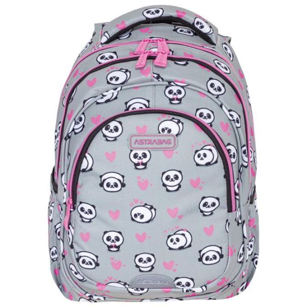 ASTRABAG Ranac đački anatomski 3zipa AB330 Panda Astrabag 502024010 sivi