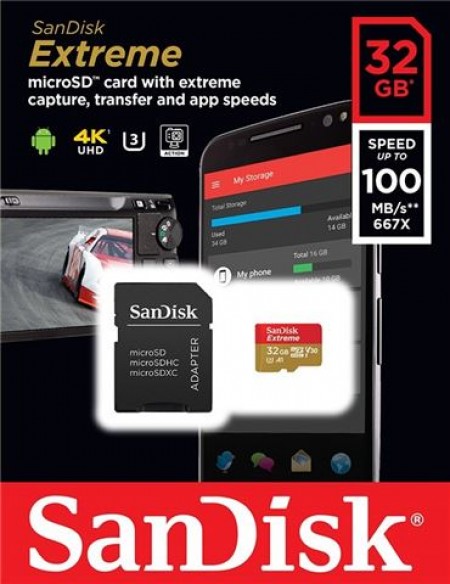 SanDisk 32GB Extreme + adapter + Rescue Pro Deluxe