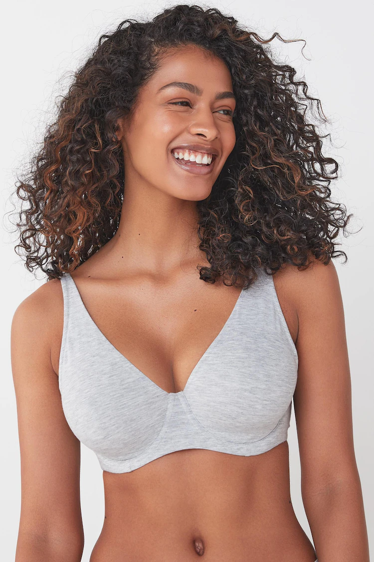 Black/Grey Marl/White Non Pad Full Cup DD+ Cotton Blend Bras 3 Pack