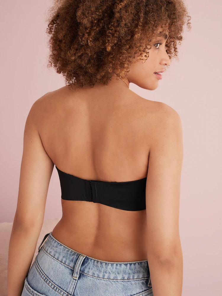 Black DD+ Non Pad Minimise Strapless Bandeau Bra