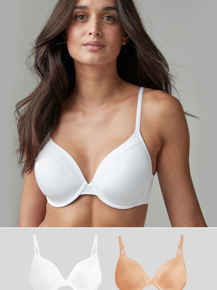 Nude/White 2 Pack Light Pad Full Cup Smoothing T-Shirt Bras