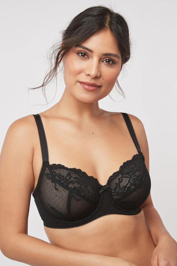 Black/White Non Pad Balcony DD+ Lace Bras 2 Pack