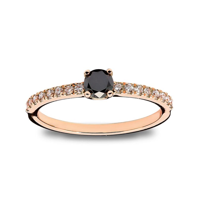 Black + RoseGold Prsten K3562