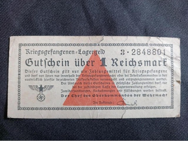 Nacisticki bon 1 Reichsmark