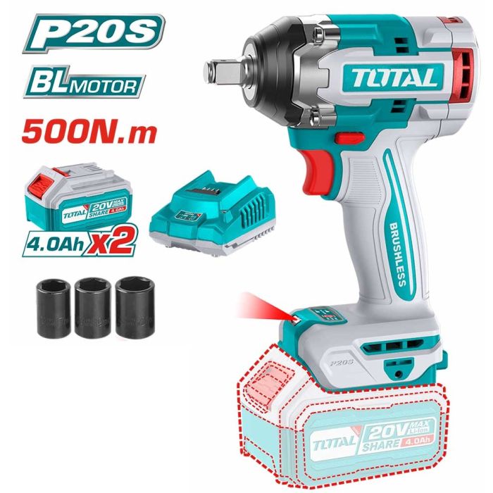 Total udarni odvijač 1/2" 20V 500Nm TIWLI2050