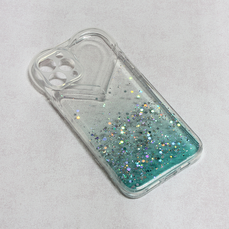 Zastitna maska (futrola) Heart Glitter - iPhone 13 mint