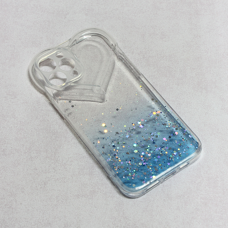 Zastitna maska (futrola) Heart Glitter - iPhone 13 plava