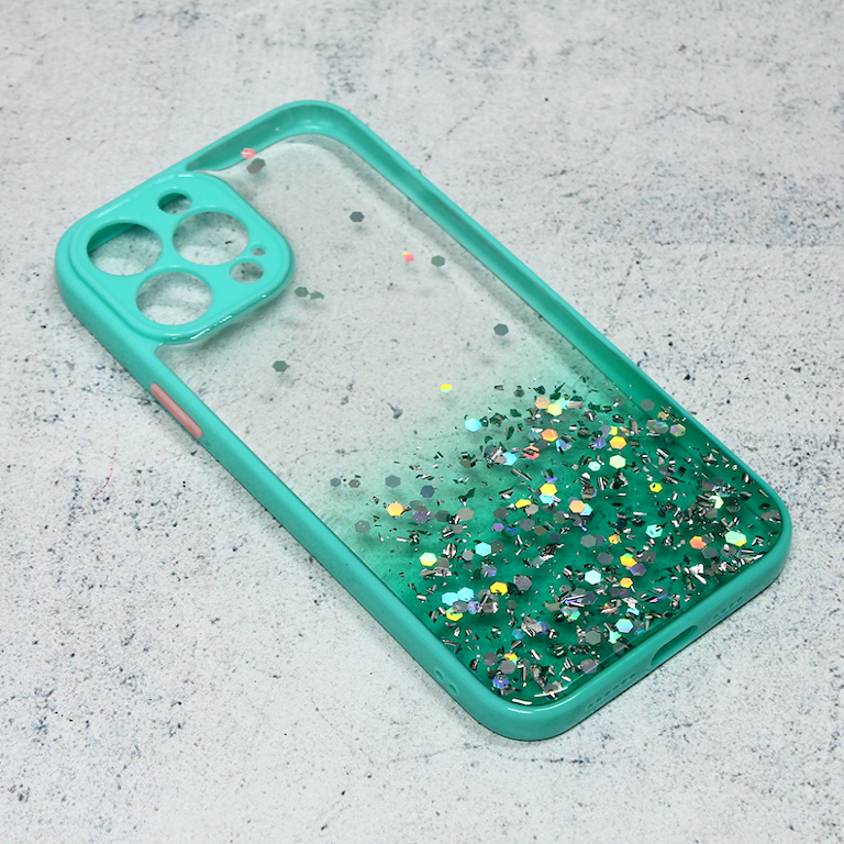 Zastitna maska (futrola) okvir Glitter - iPhone 13 Pro Max 6.7 mint