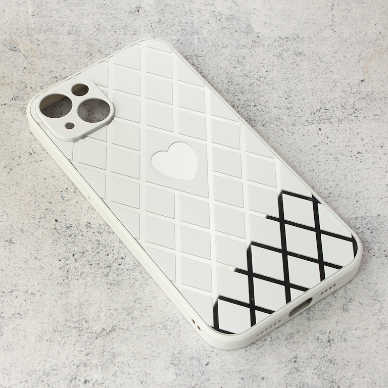 Zastitna maska (futrola) Diamond Heart - iPhone 14 Plus bela
