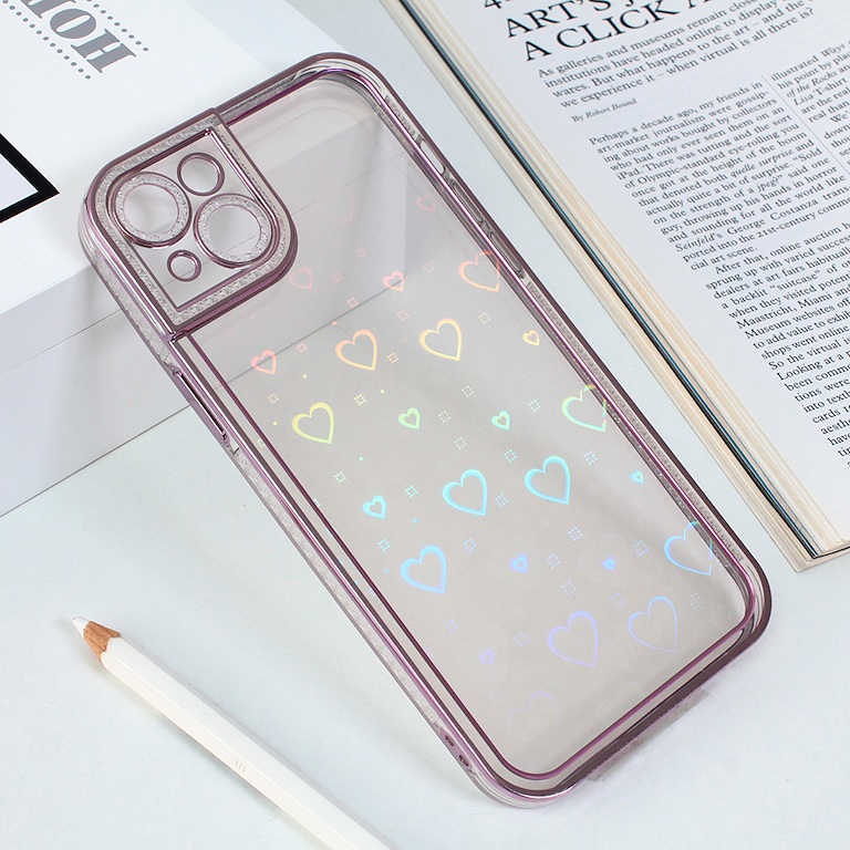 Zastitna maska (futrola) Heart IMD - iPhone 14 Plus roze