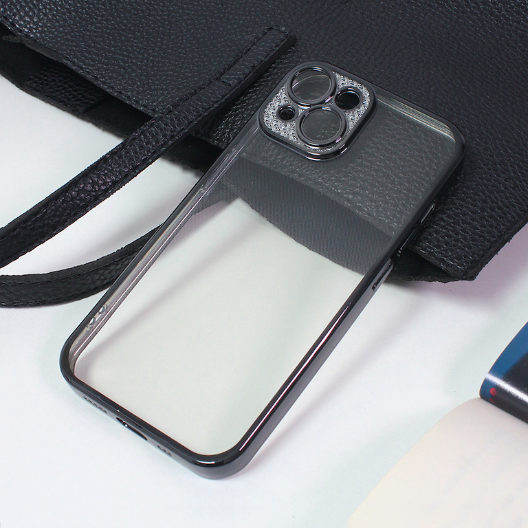 Zastitna maska (futrola) Silikon Camera Diamond iPhone 14 Plus crna